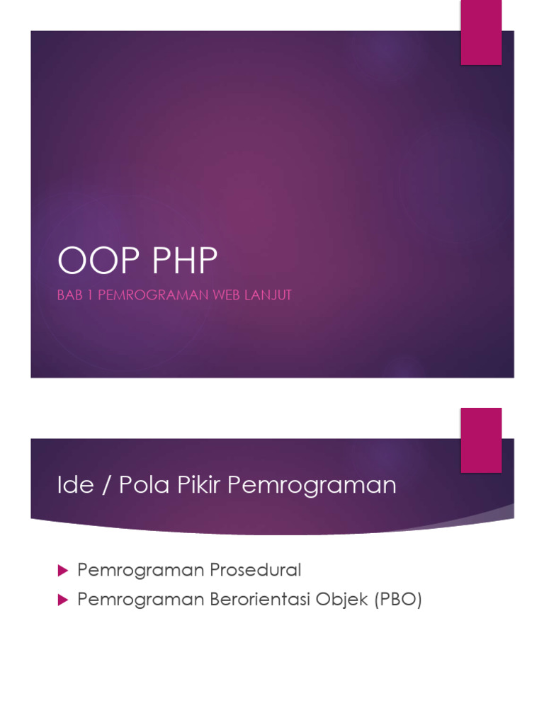 Bab 1 Pengatar OOP PHP | PDF