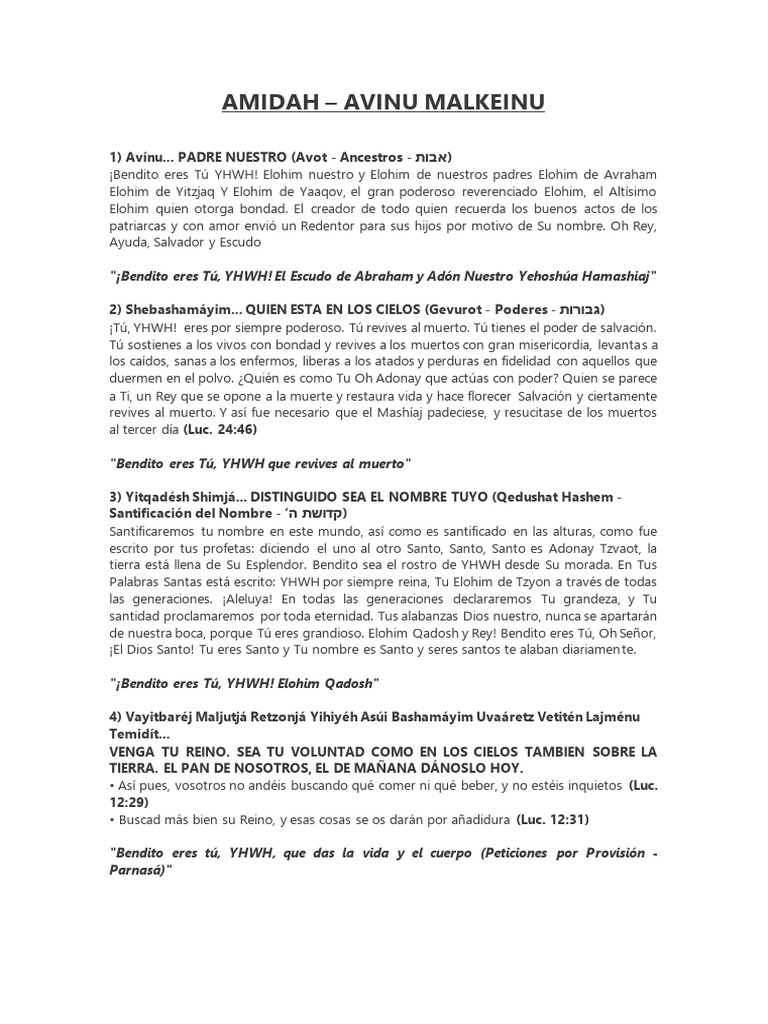 Amidah - Avinu Malkeinu | Descargar gratis PDF | Oración | Salvación