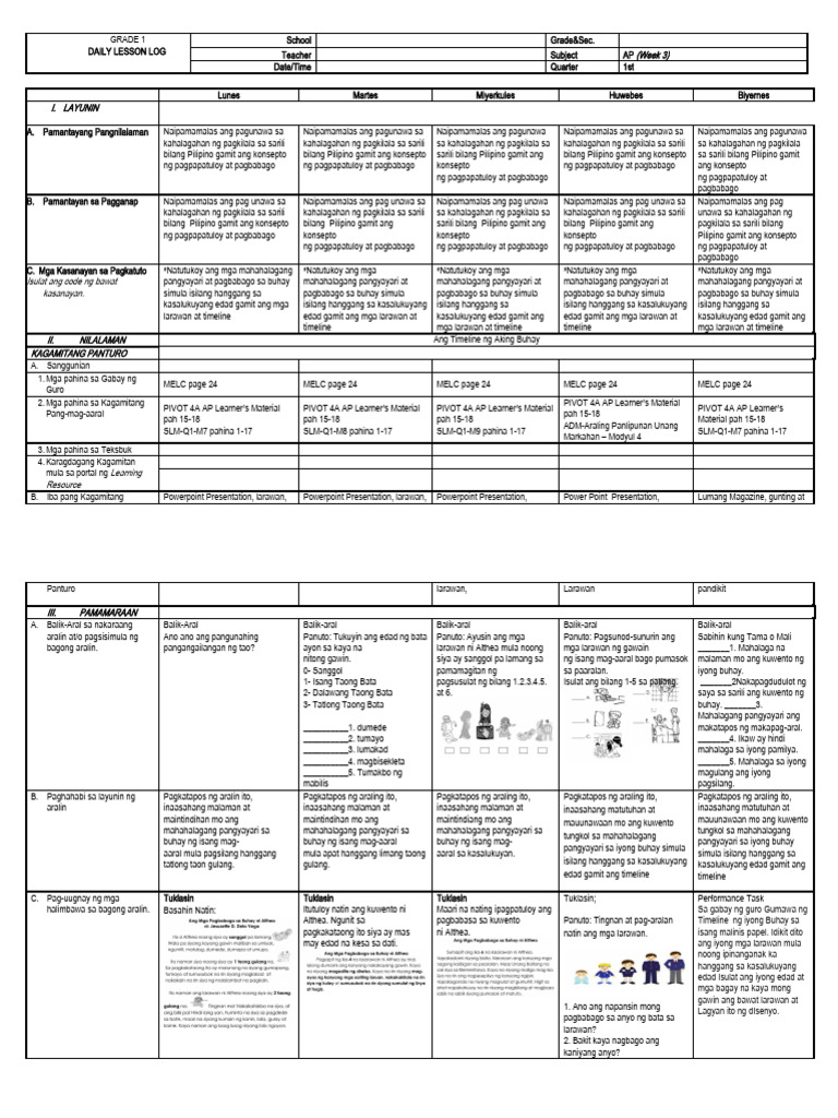 Ap1 DLL Q1 Week 3 | PDF