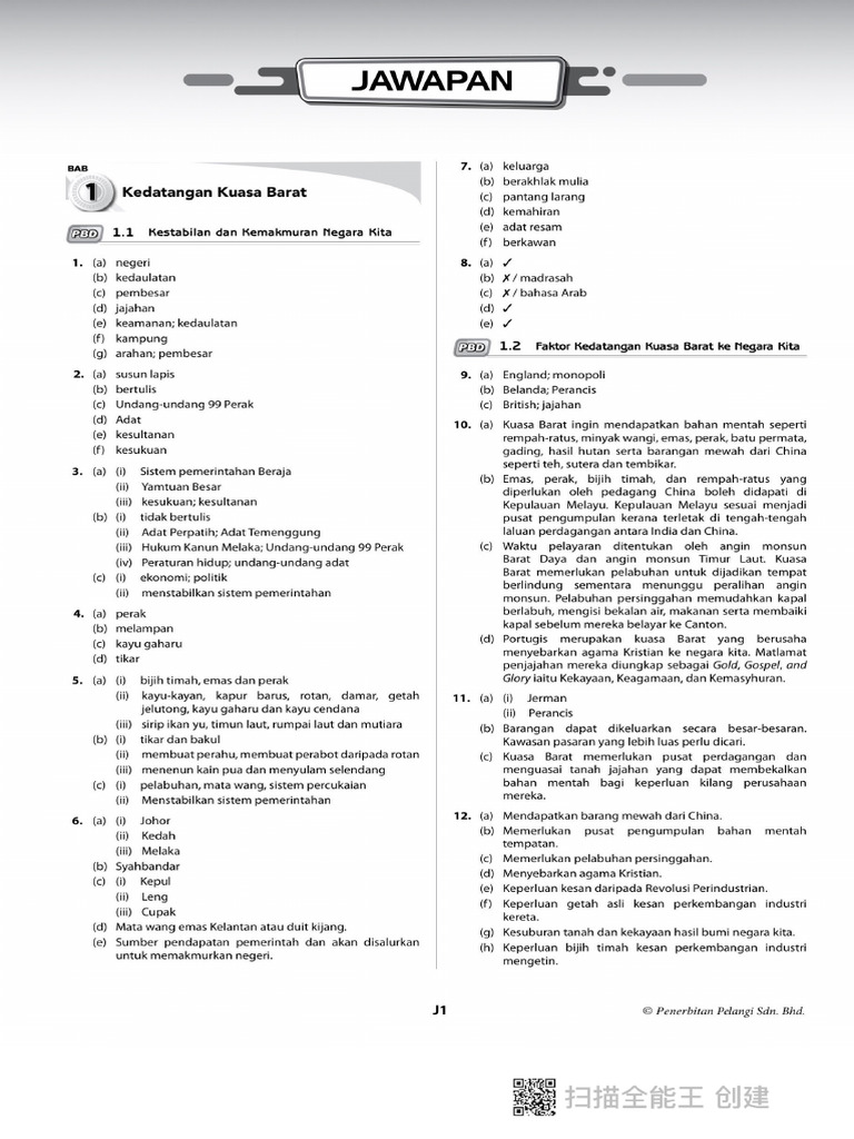 Jawapan Buku Kerja Sejarah T3 | PDF