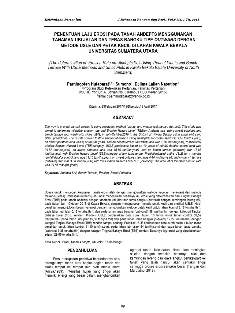 Laju Erosi Tanah Andepts dengan Ubi Jalar | PDF | Pertanian | Agronomi