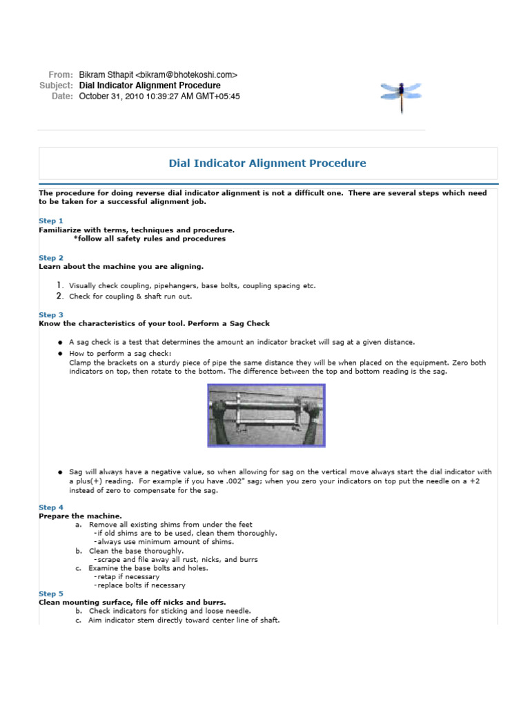 Dial Indicator Alignment Procedure | PDF