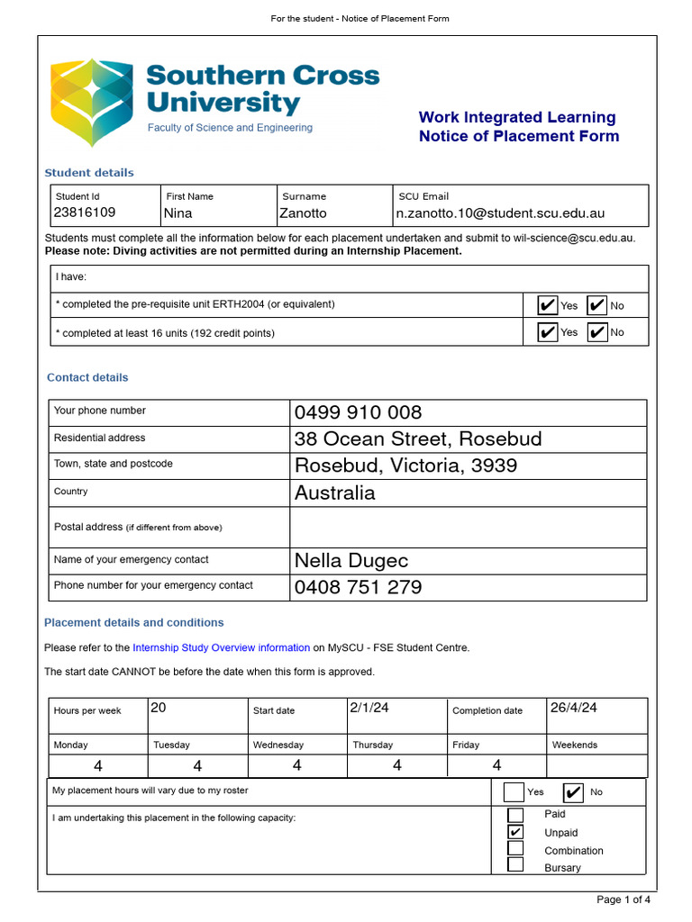 Placement Form | Download Free PDF | Internship | Job Hunting