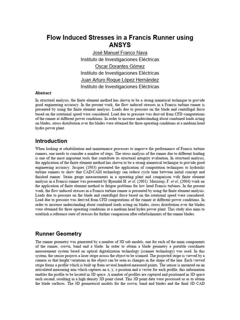 Flow-Induced Stress in Francis Runner | PDF