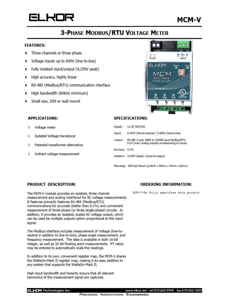 MCM-V-MX AC Voltage Meter | PDF