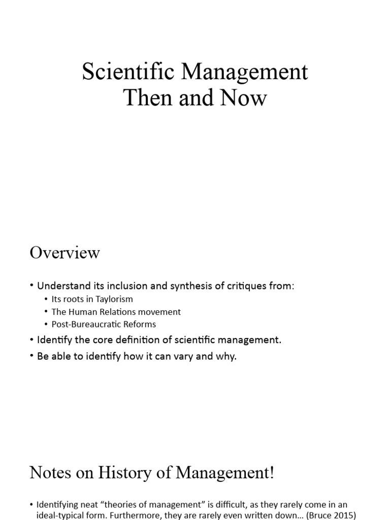 Kyle 04 Lecture Scientific Management Then and Now | PDF | Motivation | Motivational