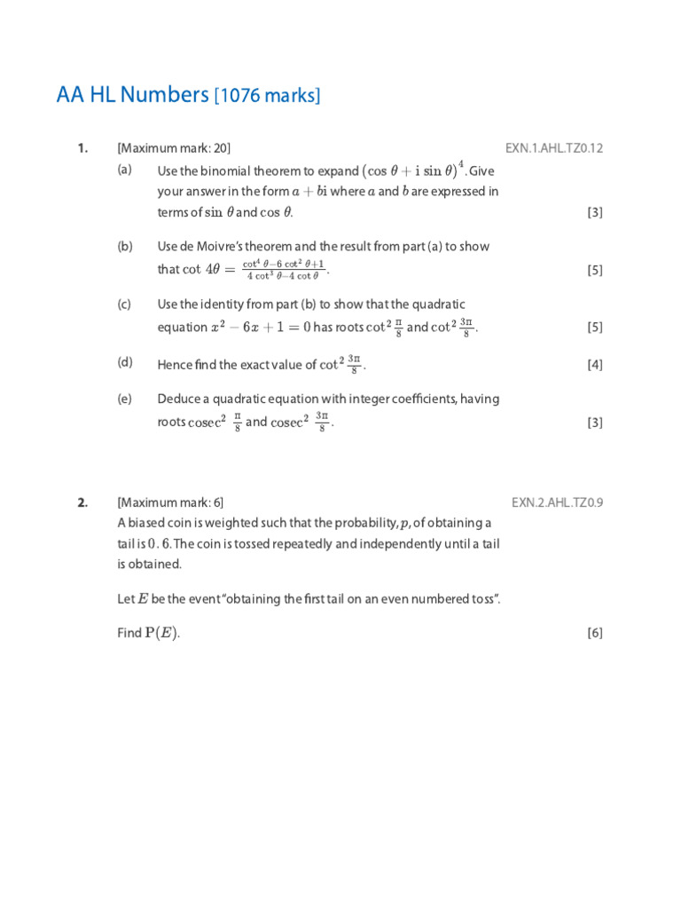 AA HL Numbers | PDF | Numbers | Normal Distribution