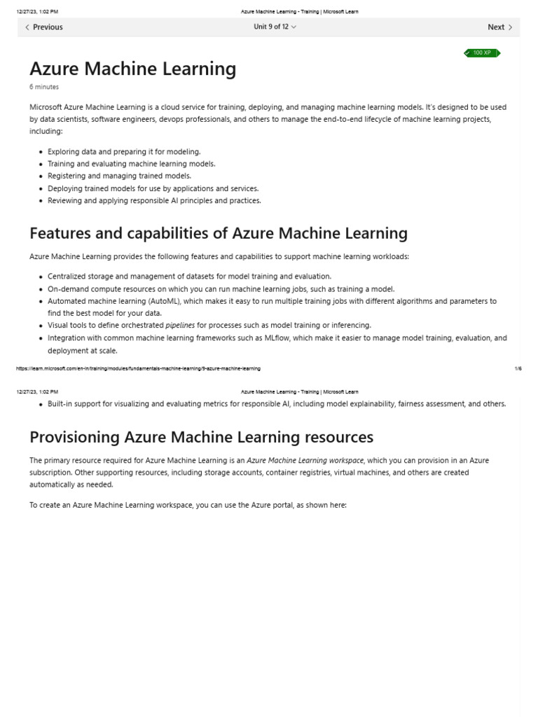 Azure Machine Learning Training Microsoft Learn Download Free Pdf Microsoft Azure