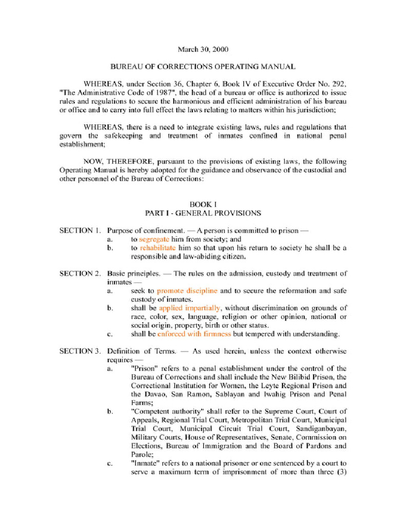 BuCor Manual | PDF