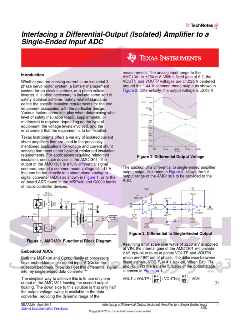 765 - AMC1200Interfacing A Differential Output | PDF | Analog To Digital Converter | Amplifier