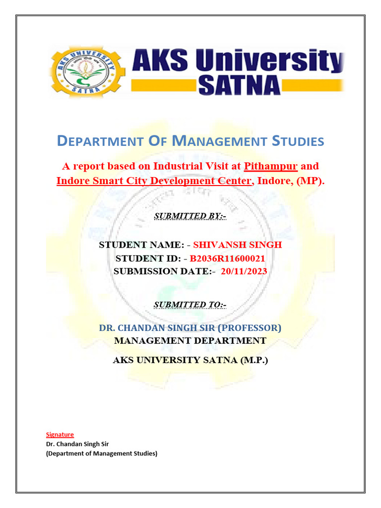 Project Report Industrial Visit AKS University | PDF | Infrastructure ...