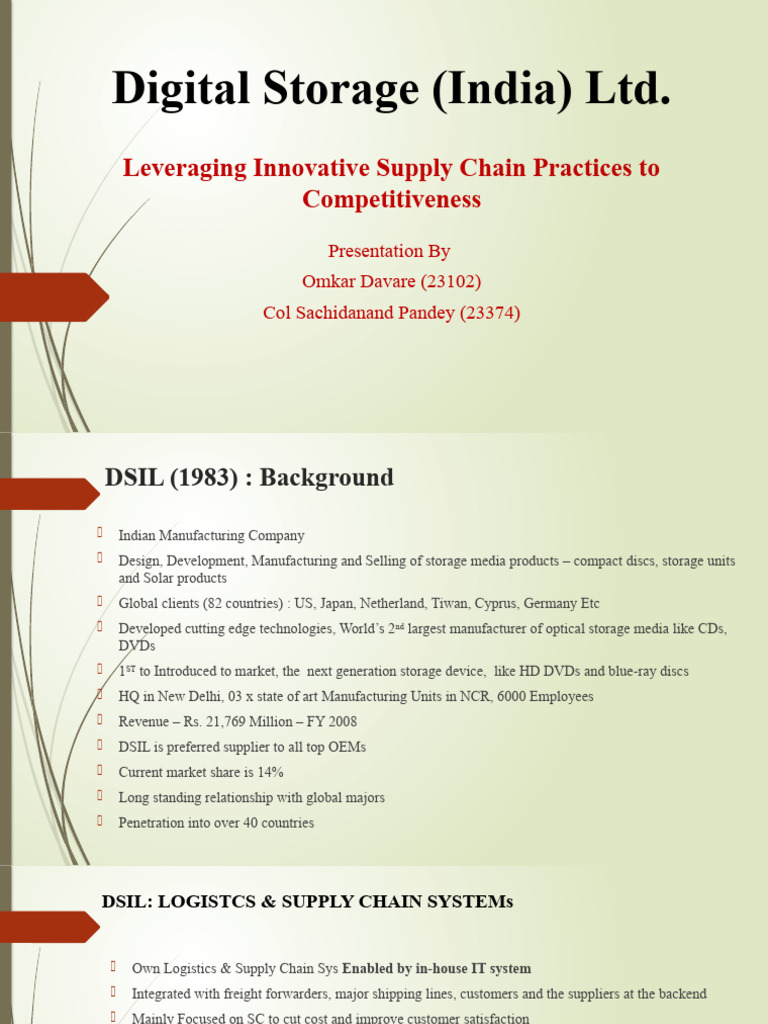 Ammended SCM - Digital Storage (India) Ltd | PDF | Logistics | Supply Chain