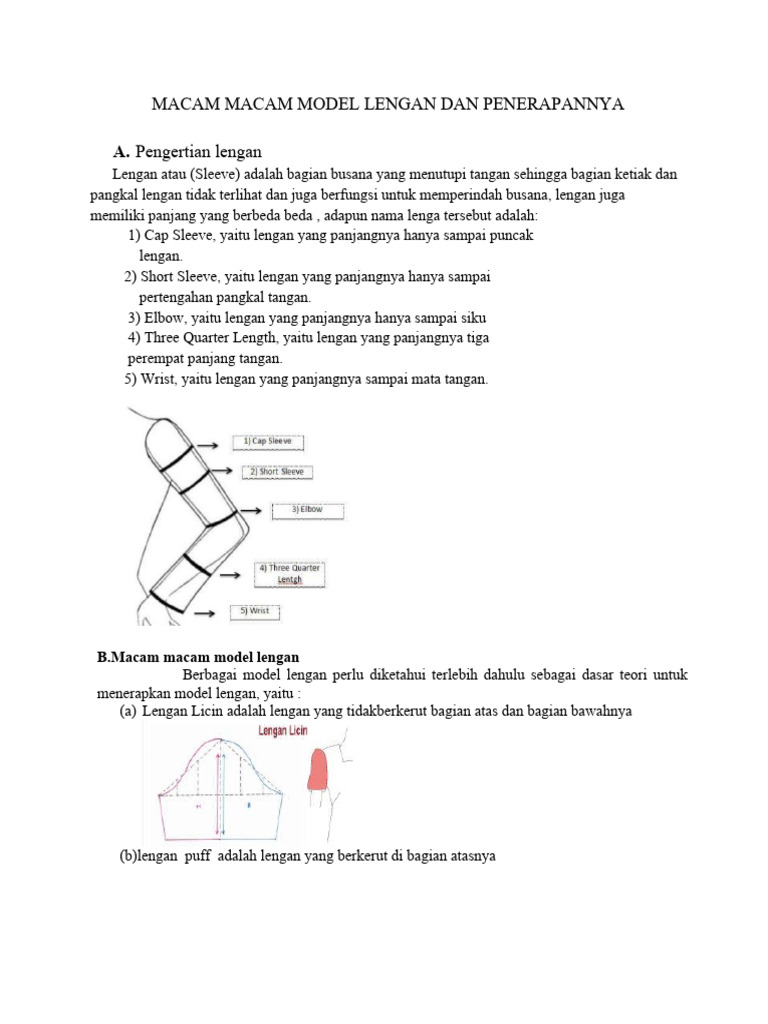 Macam-Macam Model Lengan Baju | PDF | Kajian Bahasa Asing | Gaya Hidup