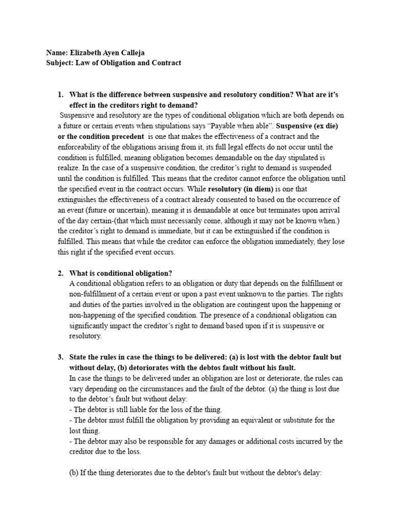 Obligation and Contract | PDF | Damages | Common Law