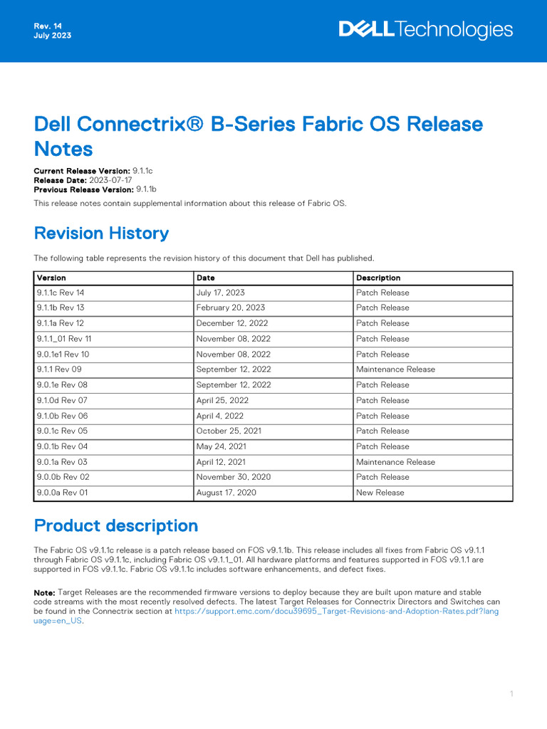 Dell Connectrix B-Series Fos 9-1-1c Rev 14 PDF | PDF | Network Switch | Software As A Service