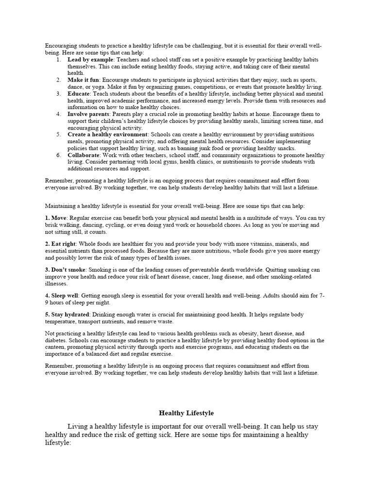 Healthy Lifestyle | Download Free PDF | Healthy Diet | Health Promotion