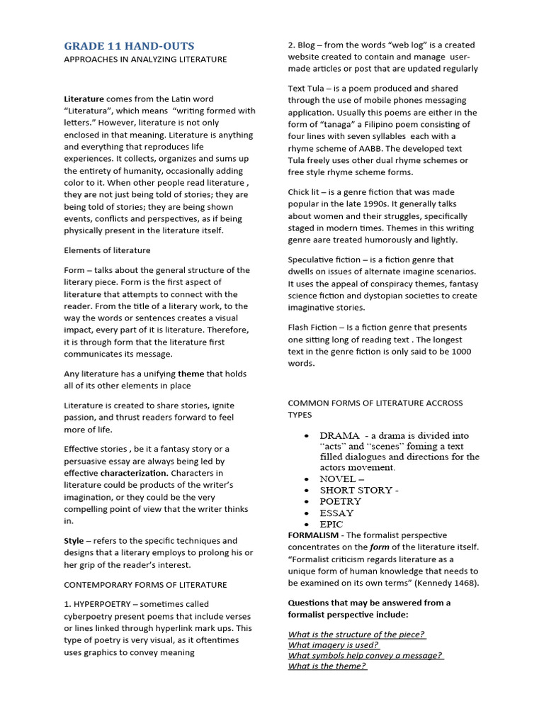 Analyzing Literature: Key Approaches | PDF | Poetry | Feminism