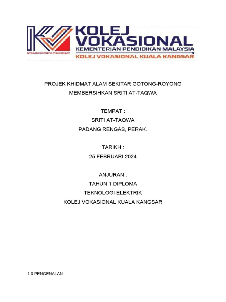 Projek Khidmat Alam Sekitar Gotong | PDF | Karier & Perkembangan