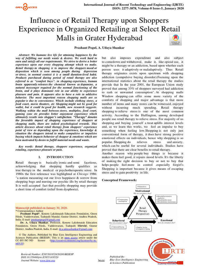 Influence of Retail Therapy Upon Shoppers Experience in Organized ...