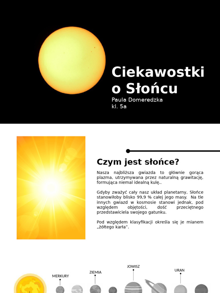 Ciekawostki o Słońcu - Prezentacja | PDF