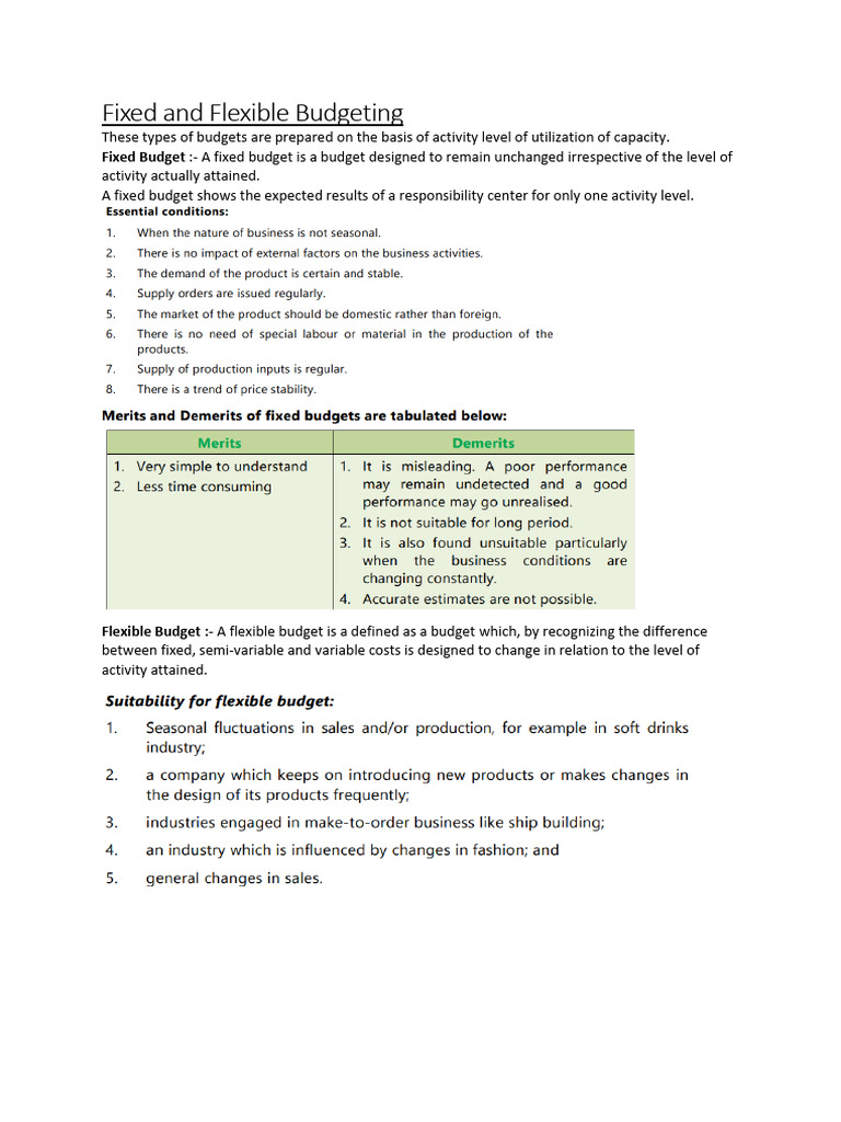 Fixed and Flexible Budgeting | PDF