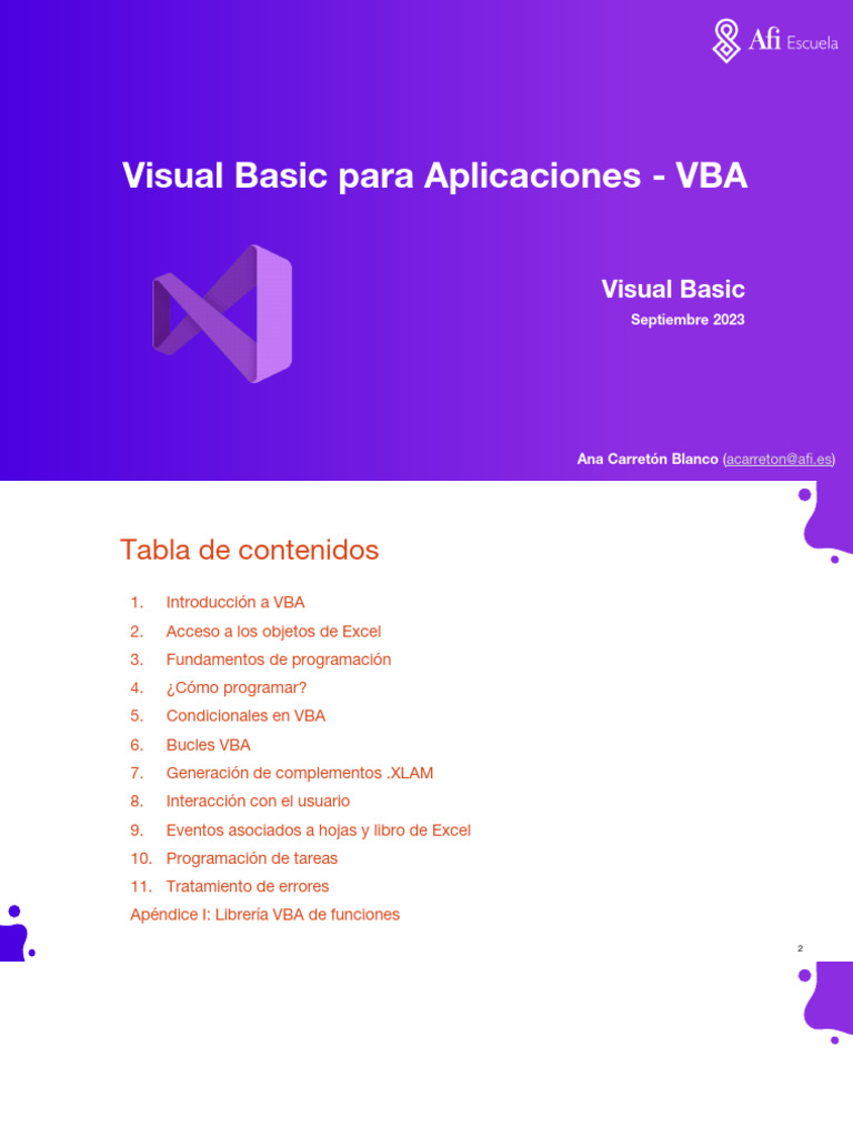 Visual Basic for Applications | PDF | Visual Basic para Aplicaciones | Microsoft Excel