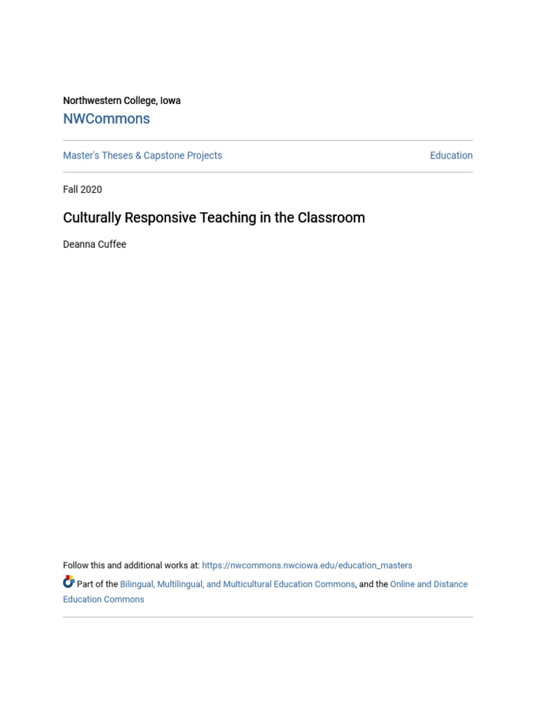 Culturally Responsive Teaching In The Classroom Download Free Pdf