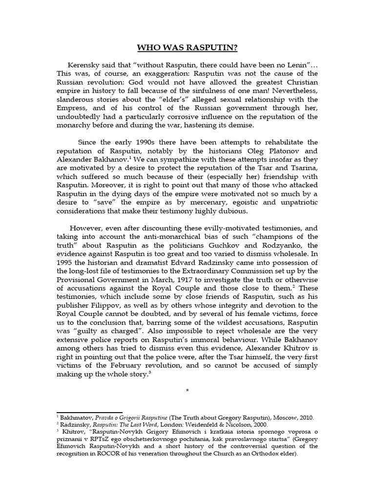 Who Was Rasputin | Download Free PDF | Grigori Rasputin | Nicholas Ii ...