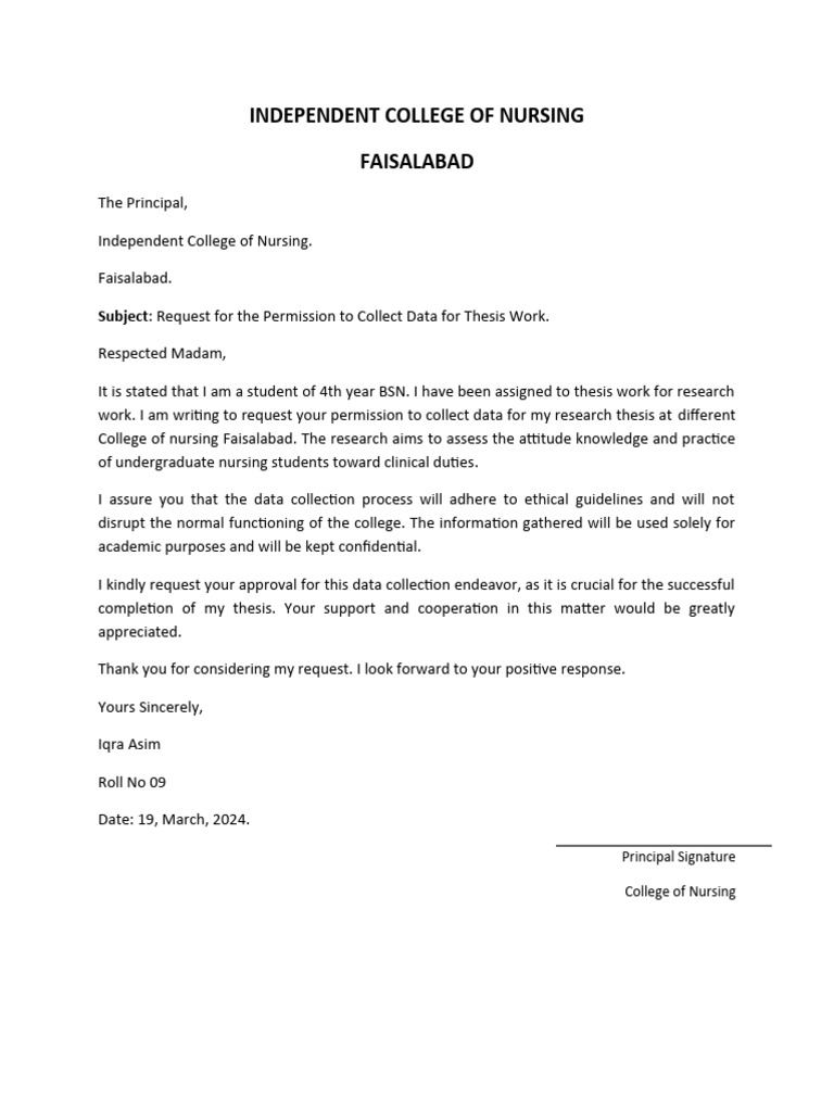 Permission Letter To Collect For Data | PDF