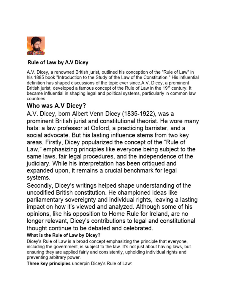 Dicey's Rule of Law: Key Principles Explained | PDF | Rule Of Law | Justice
