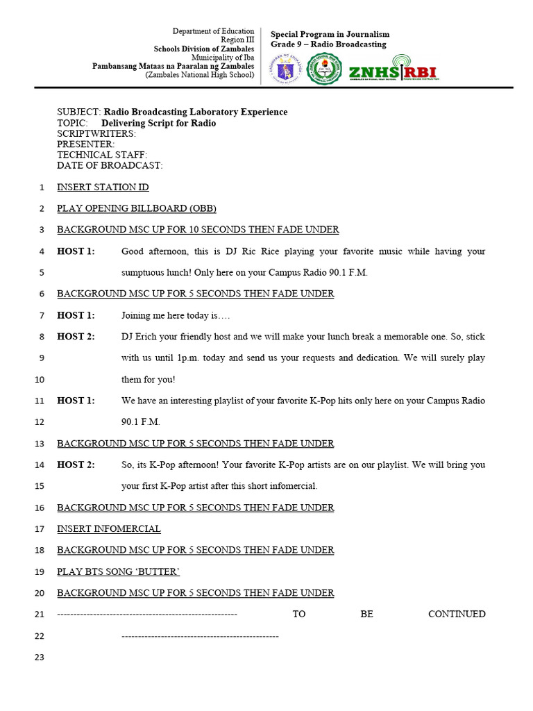 SPJ G9 Sample Radio Script | PDF