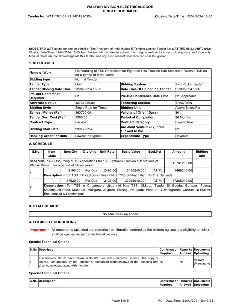 Tender Document (Substation Operator) . | PDF | Joint Venture | Limited Liability Partnership
