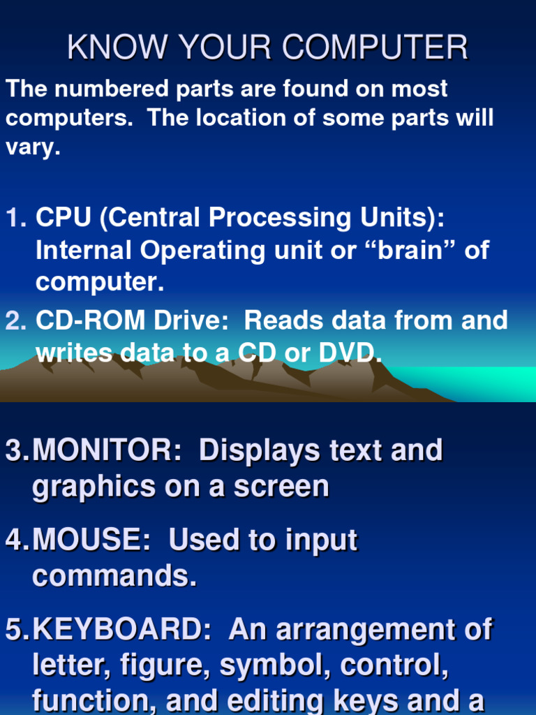 Parts of The Computer | PDF | Computer Keyboard | Input/Output
