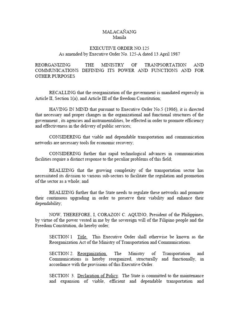 Reorganization of Transportation Ministry | PDF | Government