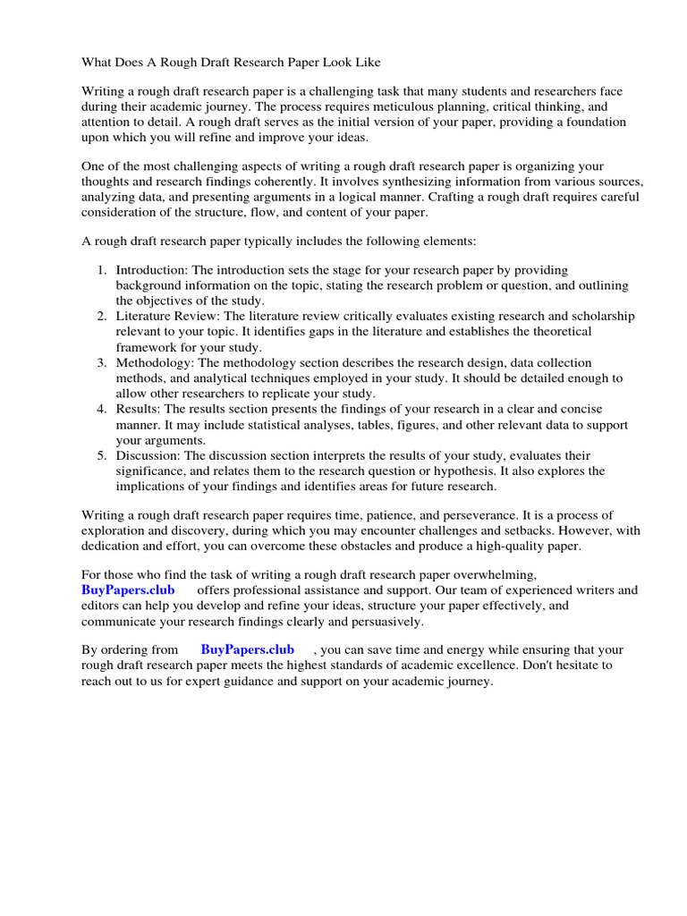 What Does A Rough Draft Research Paper Look Like | PDF
