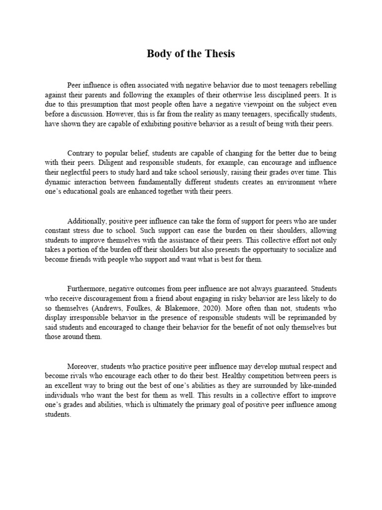 English 10 Thesis Body of The Thesis | Download Free PDF | Adolescence ...