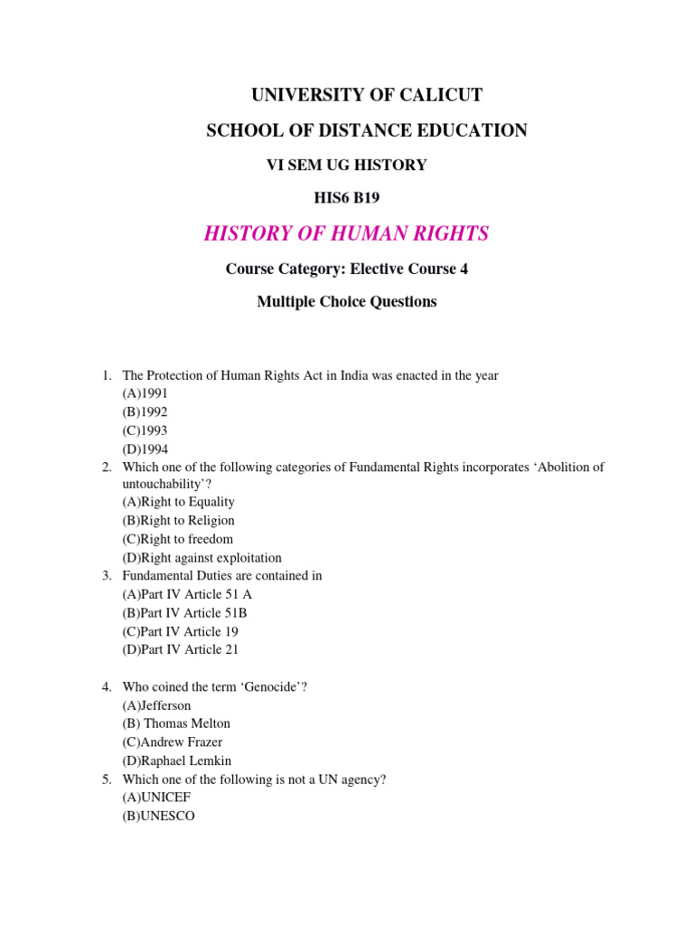 History of Human Rights-MCQ Anas | PDF | Magna Carta | Human Rights