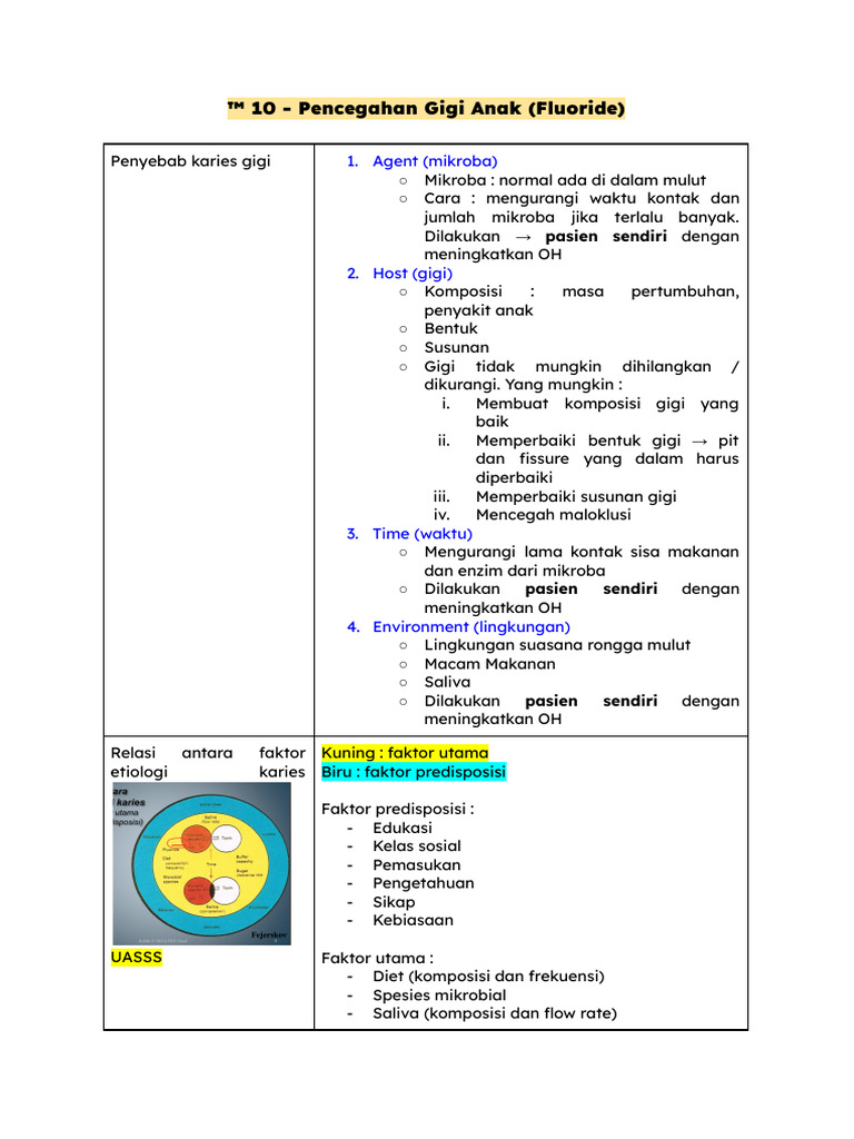 TM 10 - Pencegahan Karies Gigi Anak-Fluoride (DONE) | PDF