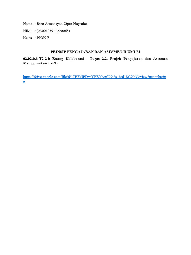Tugas. 02.02.b.3-T2-2-b Ruang Kolaborasi - Tugas 2.2. Projek Pengajaran Dan Asesmen Menggunakan ...