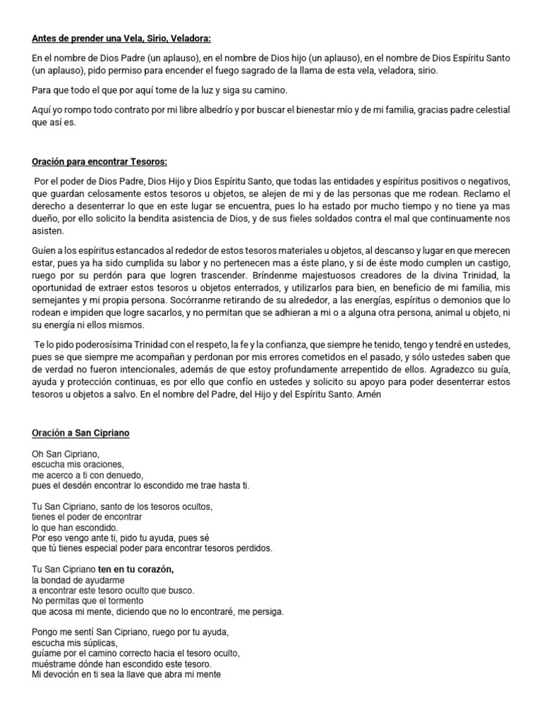 Oraciones para Encontrar Tesoros | PDF | orador del Señor | María ...