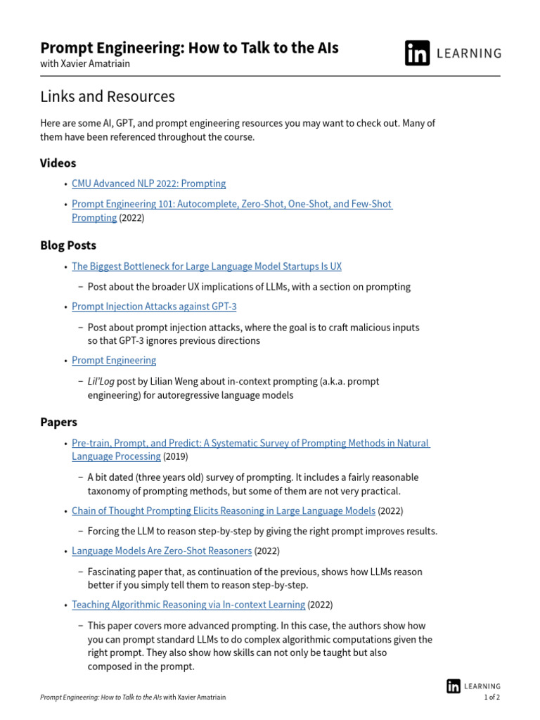 Prompt Engineering - Links and Resources | PDF | Artificial ...