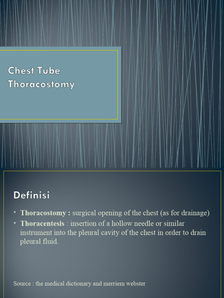 Chest Tube Thoracostomy | PDF | Respiratory System | Medical Specialties