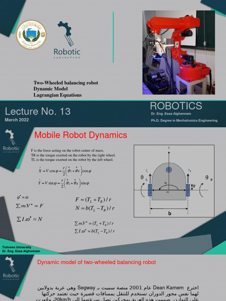 13 Two Wheeled Balancing Robot Dynamic Model Lagrangian Equations | PDF