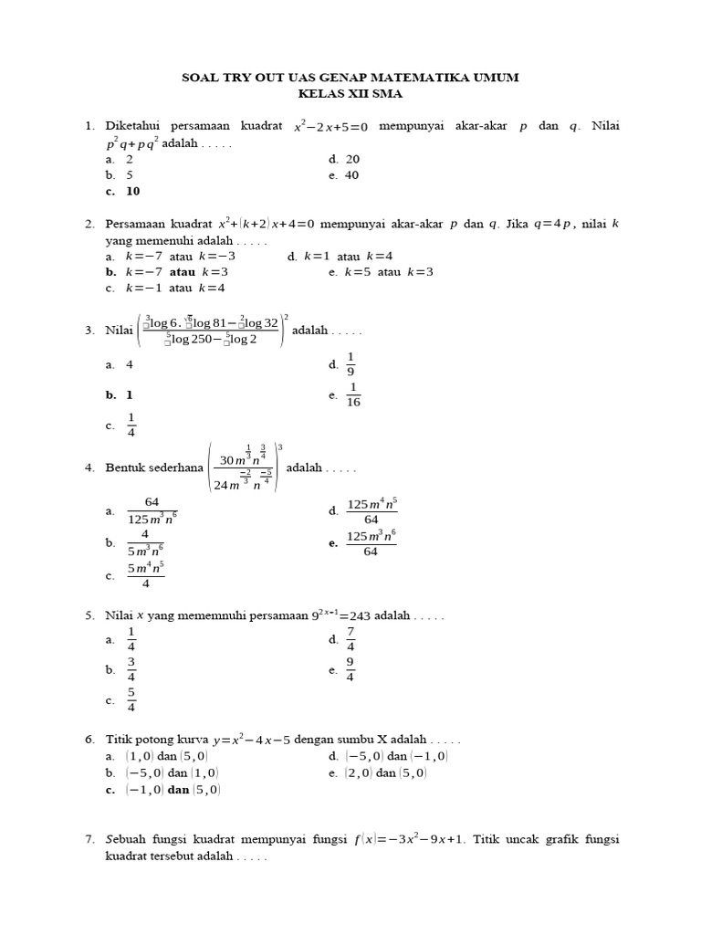 Soal TO Kelas 12 | PDF