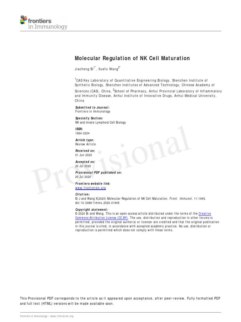 Molecular Regulation of NK Cell Maturation | PDF | Natural Killer Cell ...