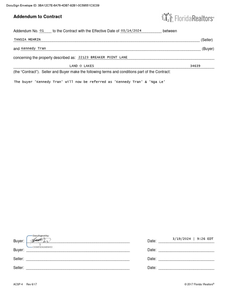 Addendum To Contract - ACSP-4 | PDF