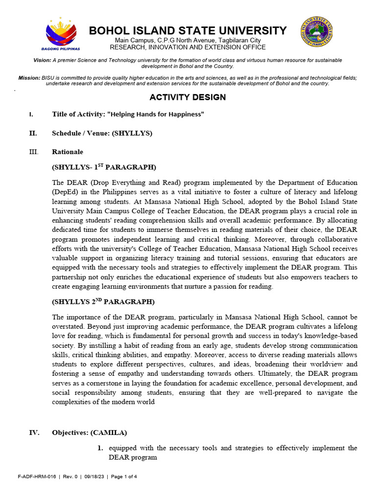 Educ 5 Action Plan - Part Each Member | PDF | Literacy | Teachers