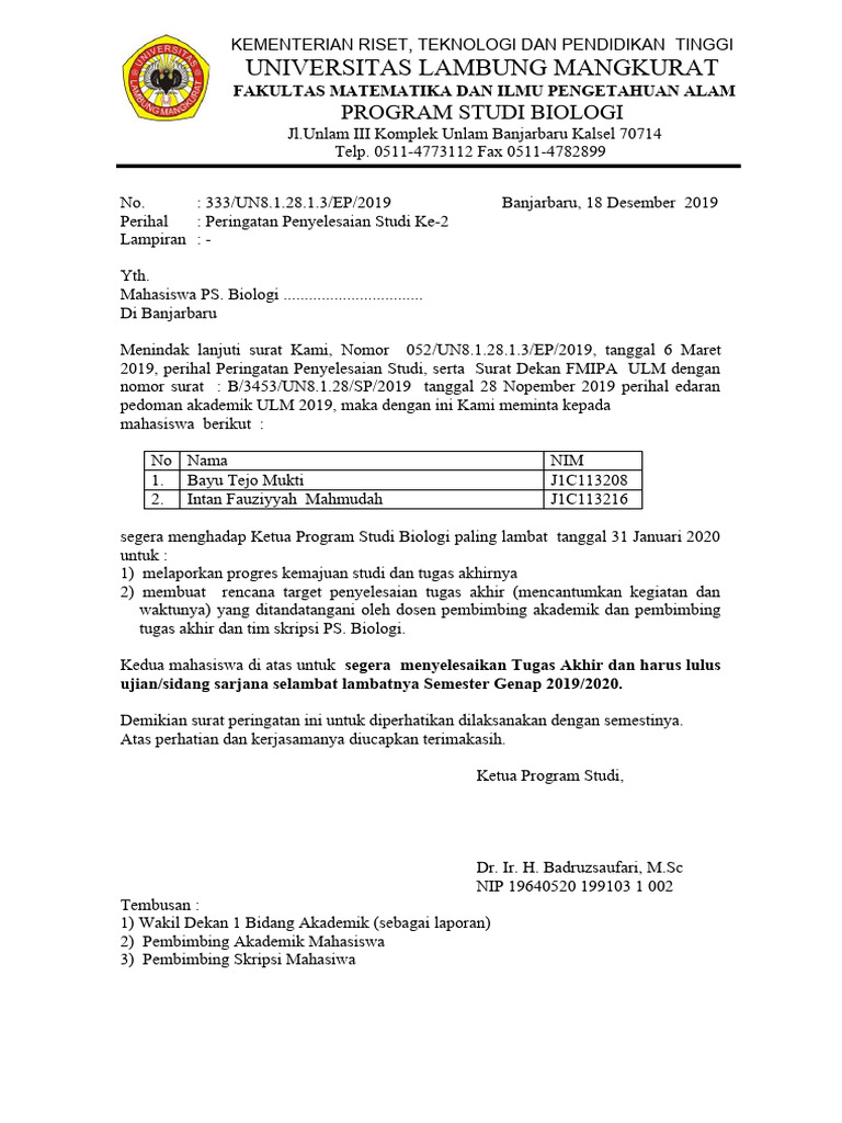 Surat Peringatan Ke-2 | PDF