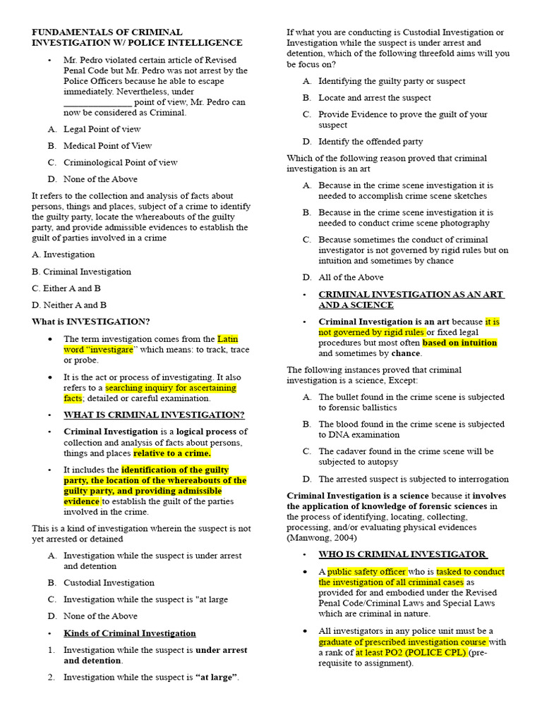 Fundamentals of Criminal Investigation With Police Intelligence | PDF ... Fundamentals of Criminal Investigation With Police Intelligence | PDF ...