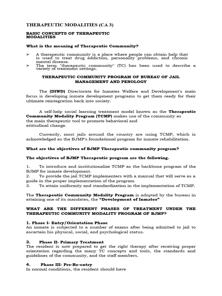 CA 3 Therapeutic Modalities 1 | PDF | Psychotherapy | Physical Therapy